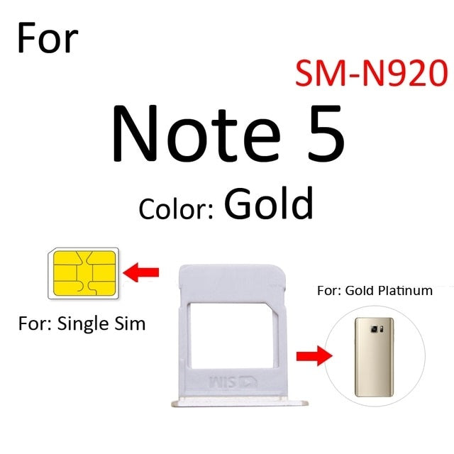 Single SIM Card Holder Tray For Samsung Galaxy Note 5 : Gold – Shockware.in